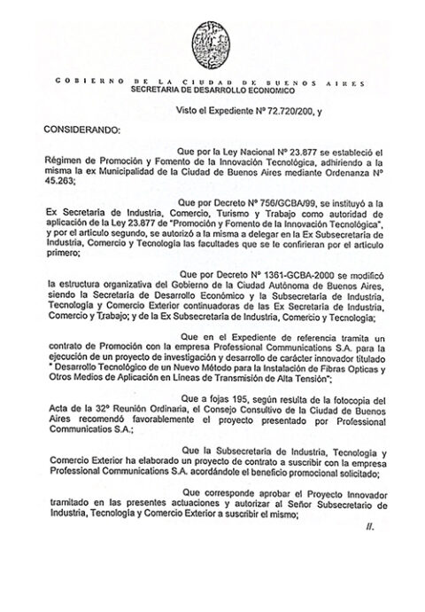 Innovaciones - Professional Communications S.A. -PCSA-
